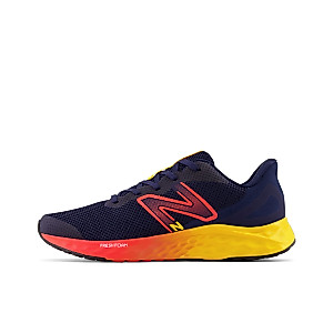 New Balance Boy's Fresh Foam Arishi V4 Hook and Loop Running Shoe, Team Navy/Electric Red/Egg Yolk, 2 Little Kid