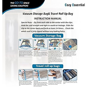 20 Pack Vacuum Storage Bags, Space Saver Bags (4 Jumbo/4 Large/4 Medium/4 Small/4 Roll) Compression for Comforters and Blankets, Sealer Clothes Storage, Hand Pump Included