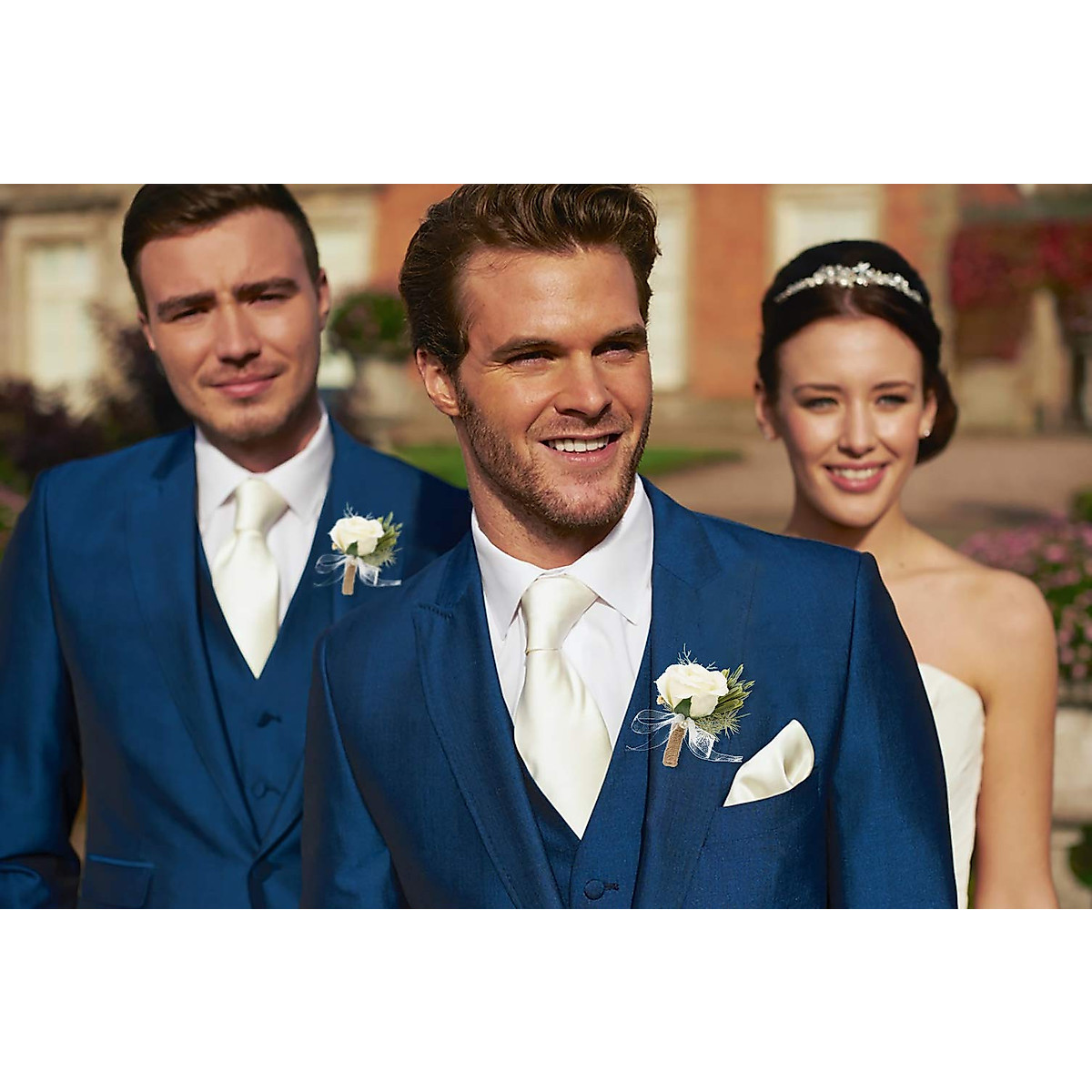 DearHouse 2 Pack Boutonniere Buttonholes and Wrist Corsage Wristband Roses Wrist Corsage, Groom Groomsman Best Man and Girl Brides Rose Wedding Flowers Accessories Prom Suit Decoration