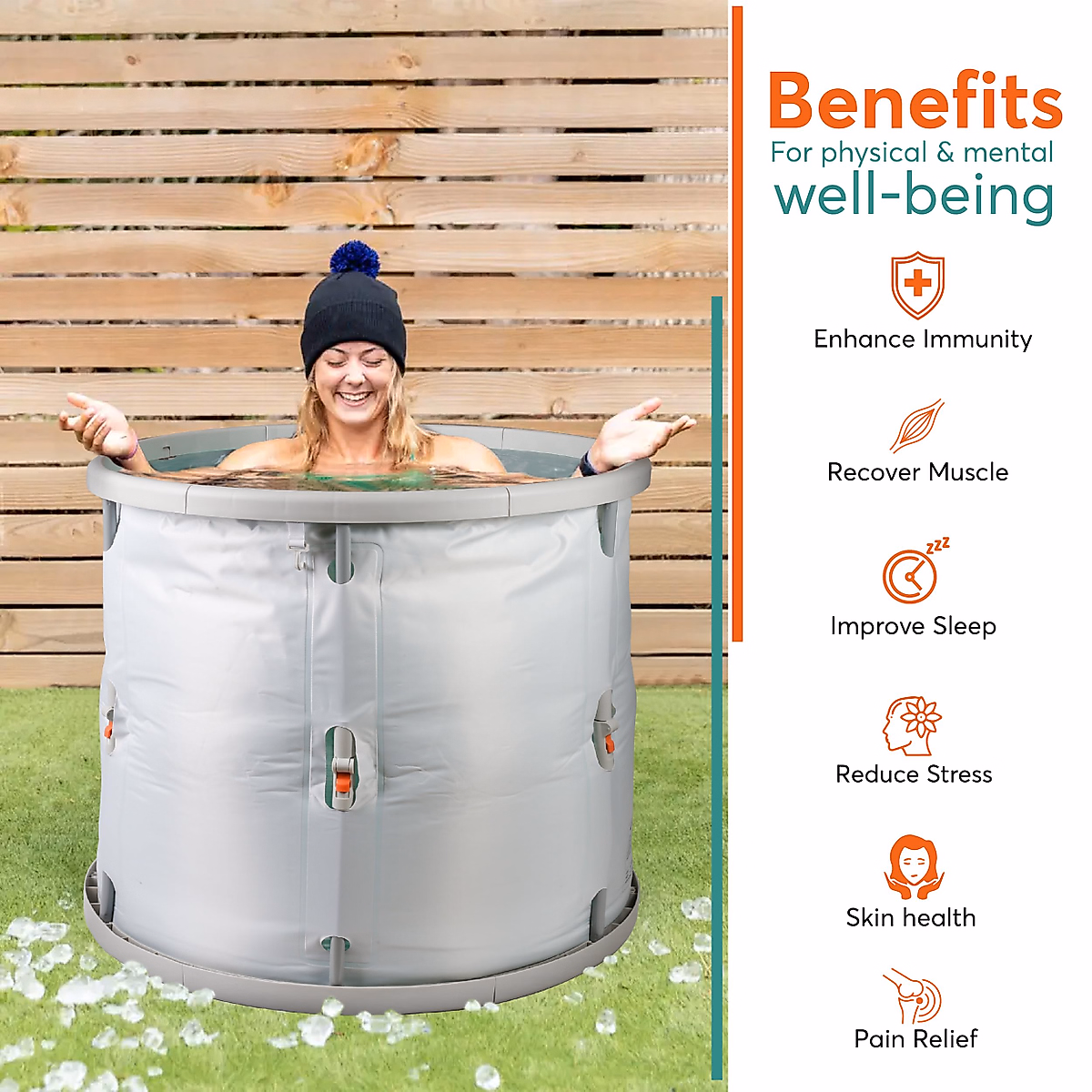 IcyShredZ Ice Bath Tub For Athletes - 6 Layered Ice Tubs for Cold Plunge with Collapsible Aluminum Frame and Cover – Portable Cold Plunge Tub For Cold Water Therapy