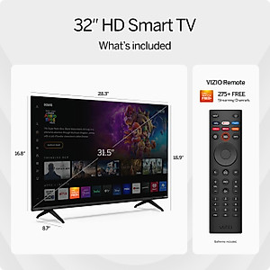 VIZIO HD 32" 720P LED Smart TV with Dual-Band WiFi 5, TV Apps - VHD32M-0807 (Renewed)