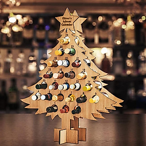 Christmas Countdown Wine Rack Wooden Ornaments Craft Decorations 24 Bottle Wine Holder Countertop Freestanding Wine Rack Floor Xmas Tree Wine Bottles Stand