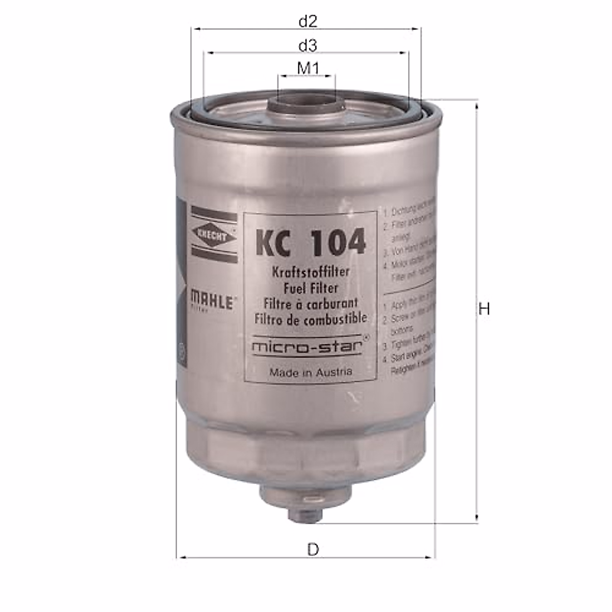 MAHLE Fuel Filter Compatible with VOLVO S60 I S80 V70 II Xc70 Xc90 CROSS COUNTRY 8683212