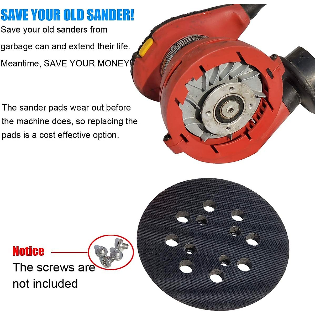 2 Pack 5 Inch 8 Hole Hook and Loop Replacement Sander Pad for Craftsman 315 Model Random Orbit Sander - 315112170, 315116940, 315116950, 315112180, 315279870 Orbit Sanders Sanding Pad
