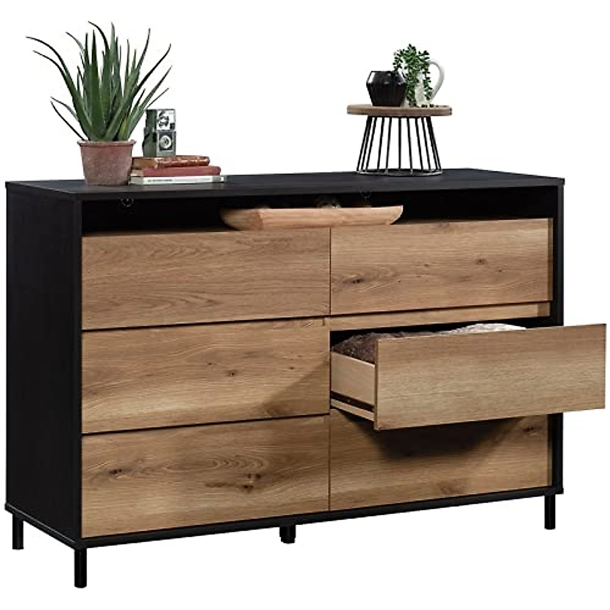 Sauder Acadia Way Modern 6-Drawer Dresser in Raven Oak, Raven Oak Finish