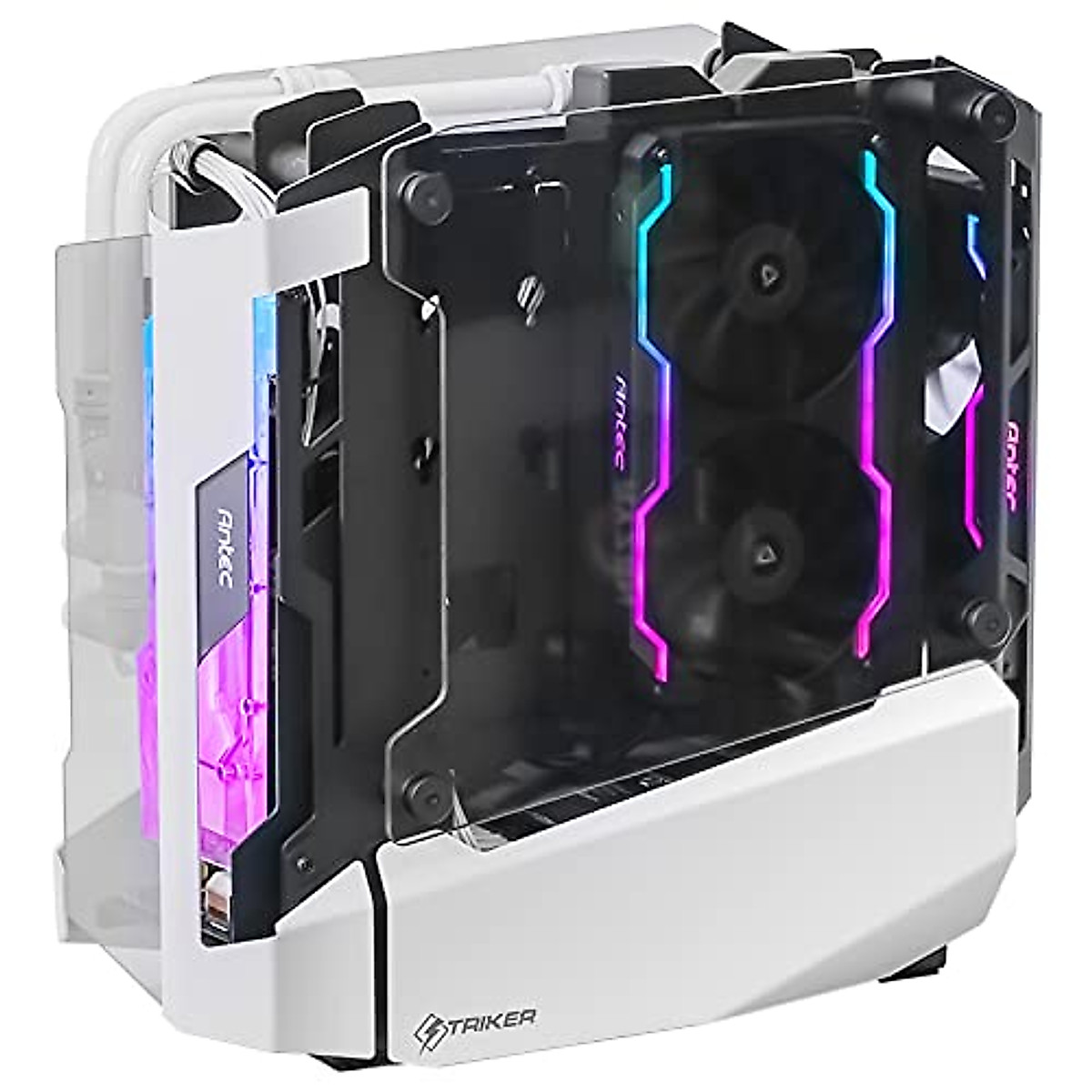 Antec Striker Aluminum and Steel ITX Computer Case, Front GPU Mount, Up to 4 x 120 mm Fan Support, USB 3.1 Type-C Ready and PCI-E Riser Included (Striker Mini)