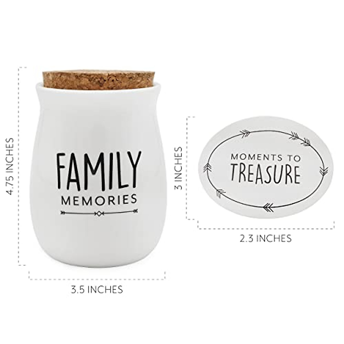 Darware Family Memories Ceramic Jar, Keepsake Gift with 50 Write-On Tickets