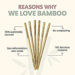 The Future is Bamboo – Bamboo Straws, Reusable Straws, Wooden Straws for Drinks, Pack of 6