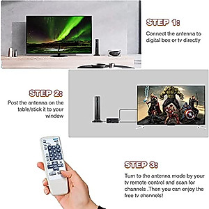 Amplified HD TV Antenna 300 Mile Digital Indoor & Outdoor,Portable TV Antenna with Signal Booster Smart Switch Support Universal Home&RV 4k 1080p,17ft Coax Cable