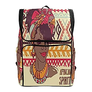 MRMIAN Beautiful African American Woman Large Capacity School Backpack Bookbag for Collage Students Women Man Travel Hiking Camping Daypack 19x14x7 Inches