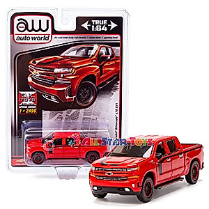 2019 Chevrolet Silverado LTZ Z71 Red Limited Edition to 2496 Pieces Worldwide 1/64 Diecast Model Car by Auto World CP7918