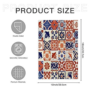 Double-sided garden flag Mexican Talavera Ceramic Tile Pattern Ethnic Folk Outdoor Flag Garden Flag Yard Outdoor Decoration （12×18in）.