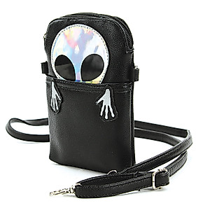 Sleepyville Critters - Peeking Alien Crossbody Pouch in Vinyl