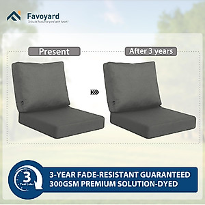 Favoyard Deep Seat Patio Cushions 24 × 24 inch Rainproof & Fadeness Furniture Cushion Set for Outdoor Chair Couch with Polyester-linen Fabric & Removable Cover, Hidden Zipper and Adjustment Staps