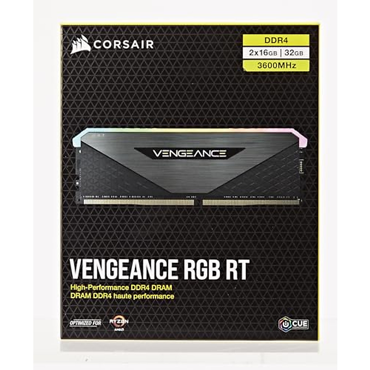 CORSAIR Vengeance RGB RT 32GB (2x16GB) DDR4 3600 (PC4-28800) C16 1.35V Desktop Memory, Black