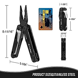 Flissa Multitool, 16-in-1 Multitool Pliers, Folding Pocket Tool with Sheath, Bottle Opener, Pocket Knife, Screwdriver, Multitools for Outdoor, Handwork, Home, Hunting, Camping