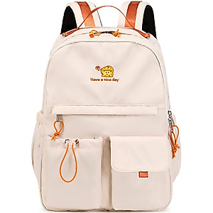 Lanola Lightweight Backpacks for Girls Kids Fashion Backpacks Middle School Bags Women Casual Daypack - Beige