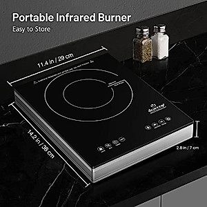 Duxtop 1600W Single Burner Electric Cooktop, Electric Hot Plate for Cooking, Electric Stove with Sensor Touch Control, Portable Infrared Burner with Timer and Safety Lock, E200AIR/ 9500STIR