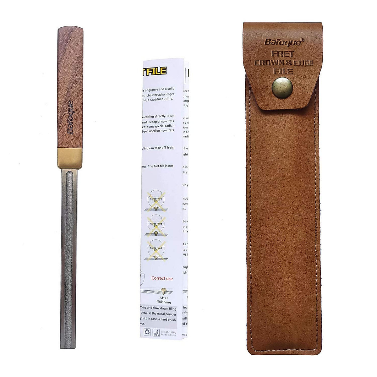 4th Generation Upgrated Baroque Guitar Fret Crowning File with 3 Crowning Grooves and 1 Full Grit Side & Luthier Leveling Dressing Tool Suitable for Electric Acoustic Guitar,Ukulele,Bass,Banjo etc