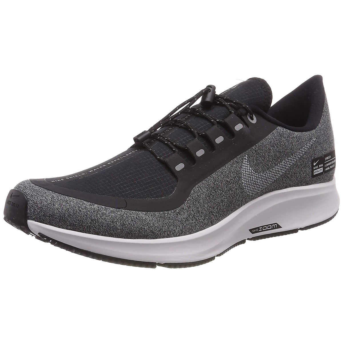 Nike Womens Air Zoom Pegasus 35 Shield Fabric Low Top Lace Up Running Sneaker, Black/White-cool Grey Noir/Gris Frais/Blanc, 6