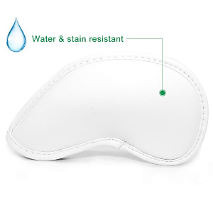 Golf Iron Covers,Golf Iron Head Covers Leather Golf Iron Covers Set 10pcs Golf Iron Headcovers,Lucky Clover Golf Club Head Covers for Iron with Magic Tape Fit All Brands Titleist,Callaway,Ping (White)