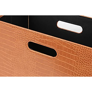 HofferRuffer Magazine Basket Holder, Foldable Magazine Rack, Document File Holder Organizer, File Folder, Newspaper Storage Bin Organizer for Home or Office, Home or Office (Brown)