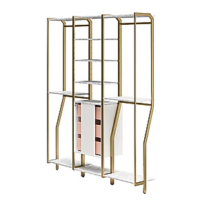 CosmoLiving by Cosmopolitan Gwyneth Closet 3 Piece Bundle- 2 Hanging Rod & 1 Drawer Unit, White Marble