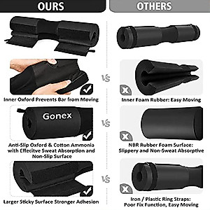 Gonex Barbell Pad Set for Squats Hip Thrusts Upgraded Bar Neck Pads Workout Foam Weightlifting Cushion with 2 Gym Ankle Straps Hip Resistance Band Fits Standard Olympic Bars with a Carry Bag, Pink/Black