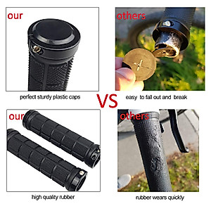 PLATT Bike Handlebar Grips Rubber Comfortable Bicycle Handle Grip for MTB/BMX with Plastic End Caps,Blue
