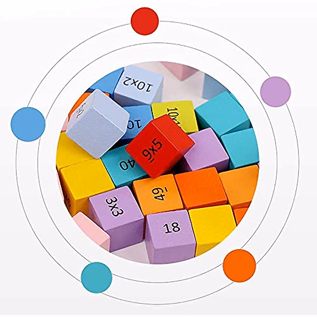 CICITOYWO Multiplication Table, Montessori Trays Times Puzzles, Wooden Cube Toys 1-100 Numbers Blocks Manipulatives Preschool Learning Math Chart Counting Toy for Kids Toddlers Kindergarten (Macaron)