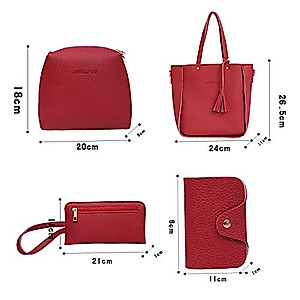 2023 4pcs Women Leather Bags Tote Bag Ladies Purse Shoulder Bags Girls Fashionable Casual Satchel Handbags for Women