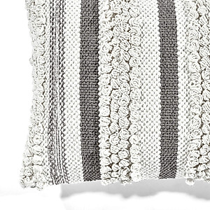 Lush Decor Bria Stripe Decorative Throw Pillow Cover, 20" W x 13" L, Gray - Rectangle Pillow Cover - Throw Pillows For Bed, Couch, Or Chair