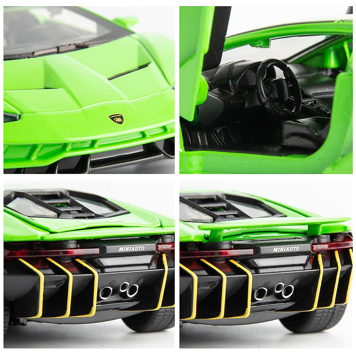 BDTCTK 1:32 LP770 Model Car, Zinc Alloy Pull Back Toy Car with Sound and Light for Kids Boy Girl Green