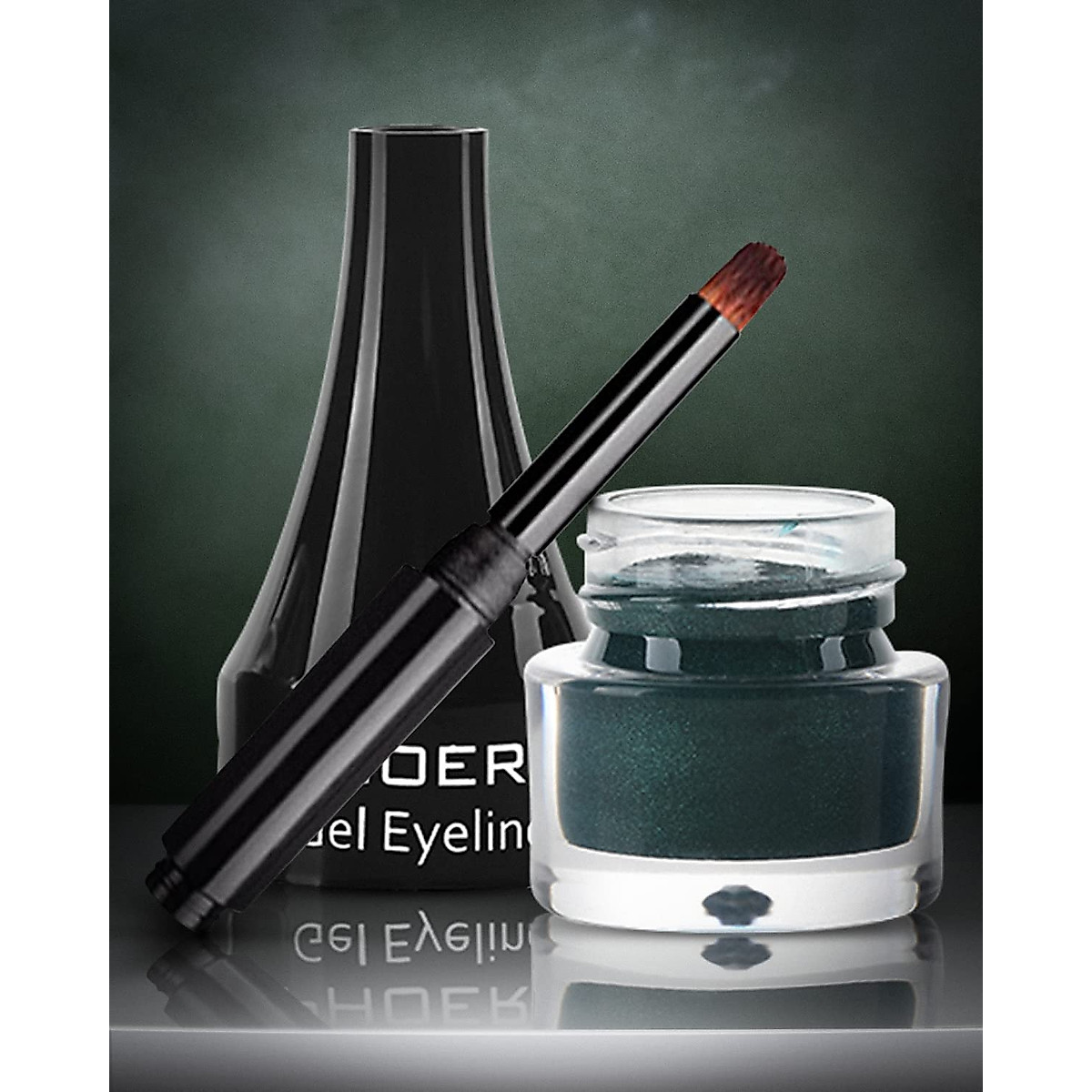 Go Ho Green Gel Eyeliner Pot,Matte Green Eyeliner Makeup,Smooth Highly Pigmented Long Lasting Gel Eyeliner with Brush,Eye Liner Gel Pot for Women,207 Green