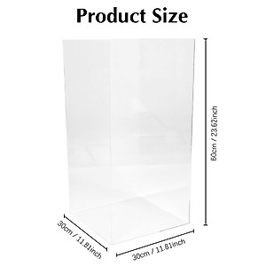 BJTDLLX Acrylic Display Case (12 x 12 x 24 inch), Tall Clear Plastic Box Dust Proof Action Figures Toy Acrylic Case, Collectibles Display Case Display Countertop Box for Display Figures Dolls