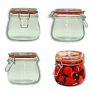Generic Set of 2 airtight wide mouth glass jar with lid 17oz 0.5 liter Clear Glass Kitchen, Pantry Organizer. Keep your food, grains coffee, tea, cookies and candies dry, fresh. (Oval PC11002-F)