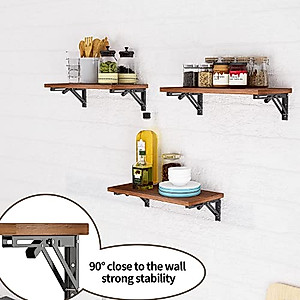 Floating Shelf Wall-Mounted Folding 3-Piece Set, Multifunctional Wall Mounted Shelf for Living Room, Bathroom, Kitchen, or Bedroom, Walnut Color