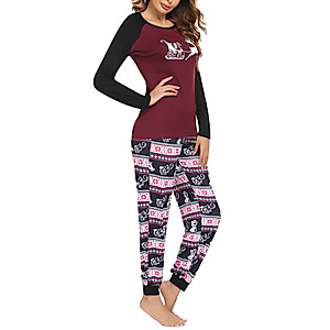 Ekouaer Women's Pjs Set Christmas Pajama Pants and Tops Long Sleeve Sleepwear Soft Night Wear for Ladies