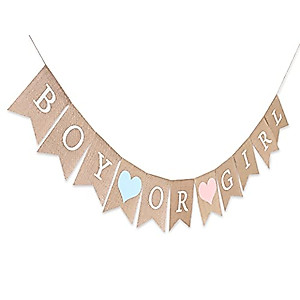 Boy or Girl Burlap Banner - Burlap Baby Shower Banner , Baby Shower Decorations , Gender Reveal, Rustic Girl Boy Shower Burlap Banner , Photo Decoration Props (Gender Reveal Banner)