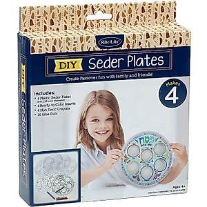 Rite Lite Decorate Your Seder Plate Set of 4 - Passover Gifts for Kids, Kids, Passover DIY, DIY Seder Plate Kit for Passover! Pesach Crafts and Games for Kids
