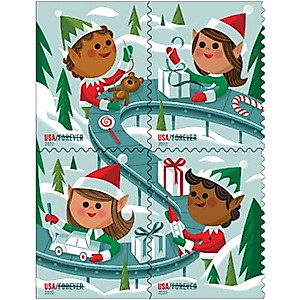 USPS Holiday Elves Forever Postage Stamps (1 Booklet, 20 Stamps)