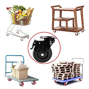 Moogiitools 4" Swivel Rubber Caster Wheels with Safety Dual Locking Heavy Duty 1800lbs Casters Set of 4 Black (All with Brake)