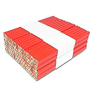 Gegong 72Pcs Carpenter Pencils 7 inch Octagonal Red Hard Black Lead Carpenter Pencil Woodworking Marking Tool