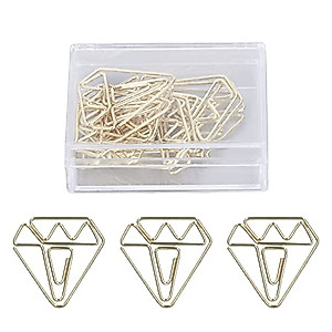 Pssopp 100pcs Gold Creative Shape Paper Clips,Cute Bookmark Marking Clips Diamond Envelope Shape Mini Paper Clips for Office School Home Students Stationery(#2)