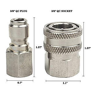WILTEEXS 18709 3/8-Inch Stainless Steel Quick Connect Pressure Washer Adapter Set, Max Pressure 5000 PSI Rating