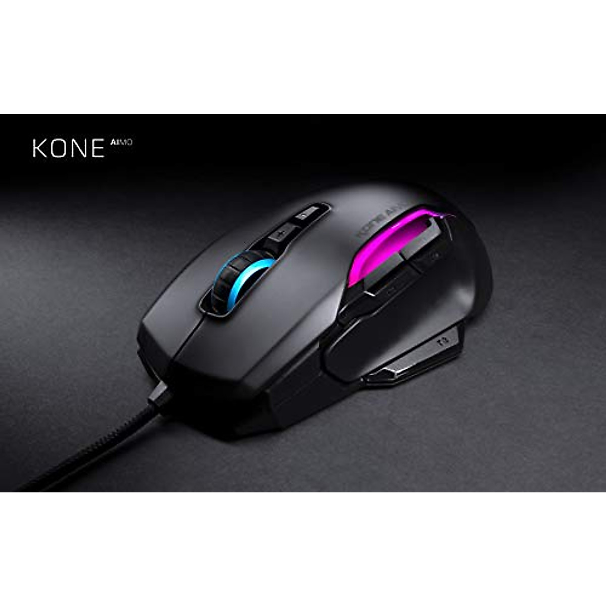 ROCCAT Kone AIMO Remastered PC Gaming Mouse, Optical, RGB Backlit Lighting, 23 Programmable Keys, Onboard Memory, Palm Grip, Owl Eye Sensor, Ergonomic, LED Illumination, Adjustable to 16,000 DPI-Black