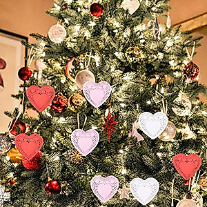 4 Inch Mini Valentine Heart Doilies Cutouts Lace Paper with 3 Colors Red, Pink and White for Valentine's Day Party (300 Pieces)