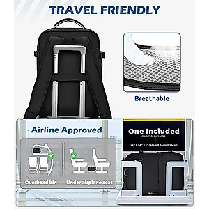 Lekakii Travel Laptop Backpacks for Women Carry On, 40L Nylon Waterproof Backpack for Traveling On Airplane, Gym Backpack Personal Item Essentials, Black