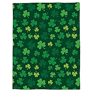 Singingin Super Soft Cozy Bed Fleece Blanket Throw St. Patrick's Day Clover Dark Green Background 39×49inch Fuzzy Plush Lightweight Couch Blankets Microfiber Provides Comfort and Warm All Season
