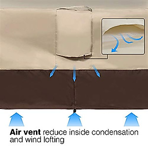 Vailge Veranda Rectangular/Oval Patio Table Cover, Heavy Duty and Waterproof Outdoor Lawn Patio Furniture Covers, Large Beige & Brown